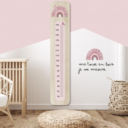 Toise en bois - Arc-en-ciel rose